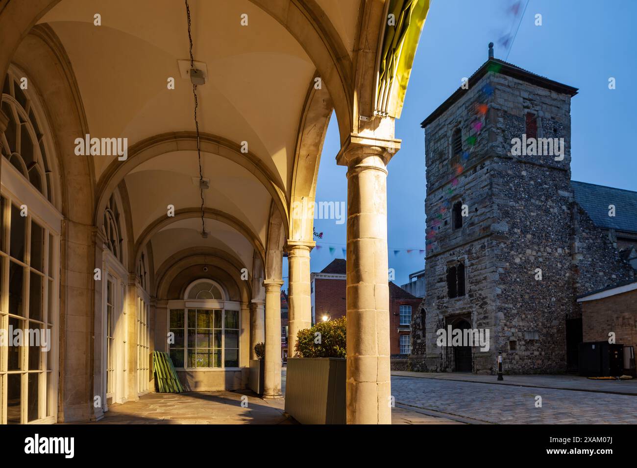Dusk on Burgate in Canterbury city centre, Kent, England Stock Photo ...