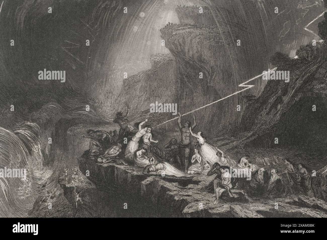 Old Testament. Book of Genesis. The Global Deluge. Engraving. "Historia ...