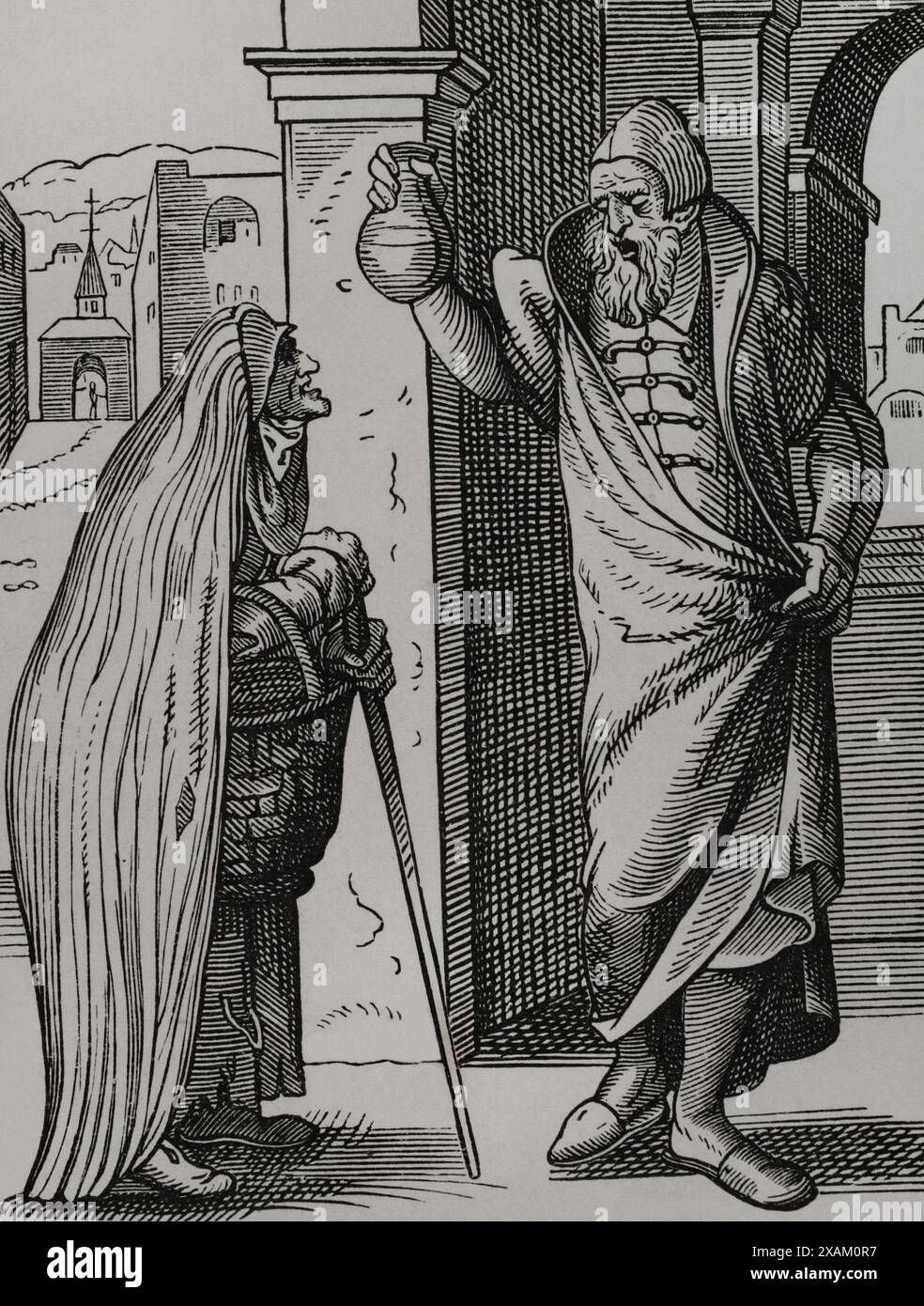 The Physician. Drawing and engraving by Jost Amman in the 16th century ...