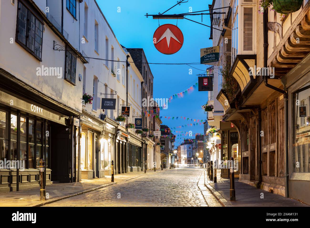 Dawn on Burgate in Canterbury city centre, Kent, England Stock Photo ...