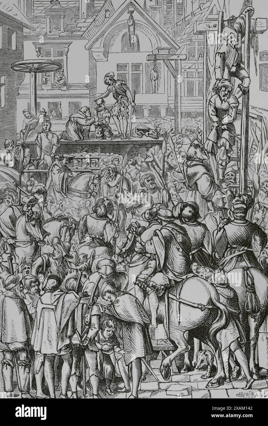 Public execution. Facsimile of an engraving in "Praxis Criminalis ...