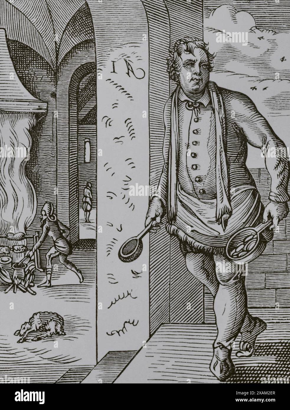 The cook. Facsimile after a drawing and engraving by Jost Amman in the ...