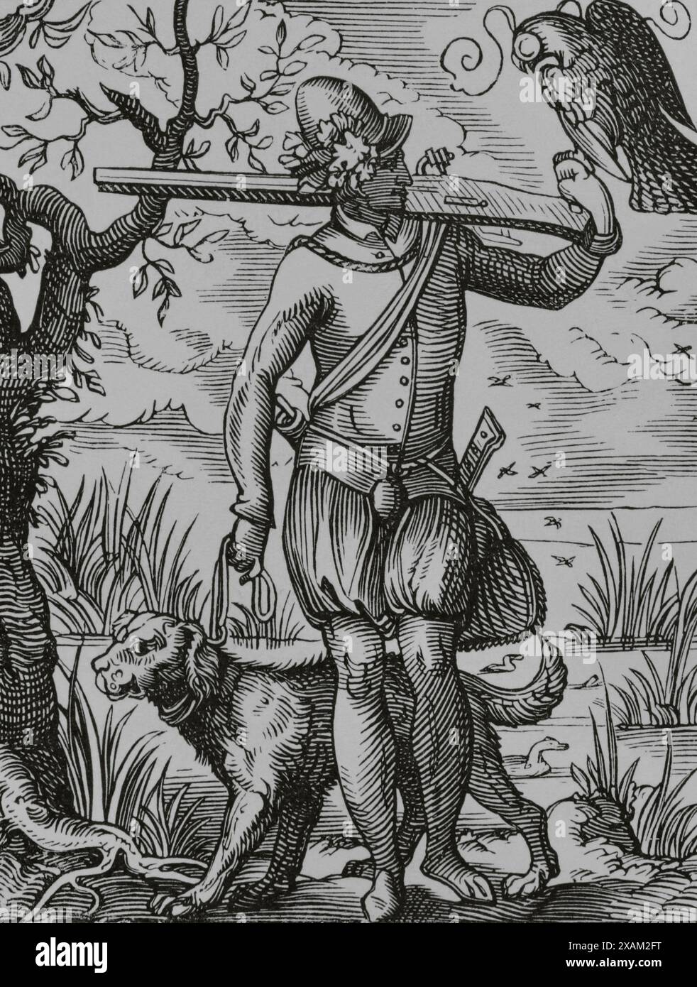 German falconer. Facsimile after a drawing and engraving by Jost Amman ...