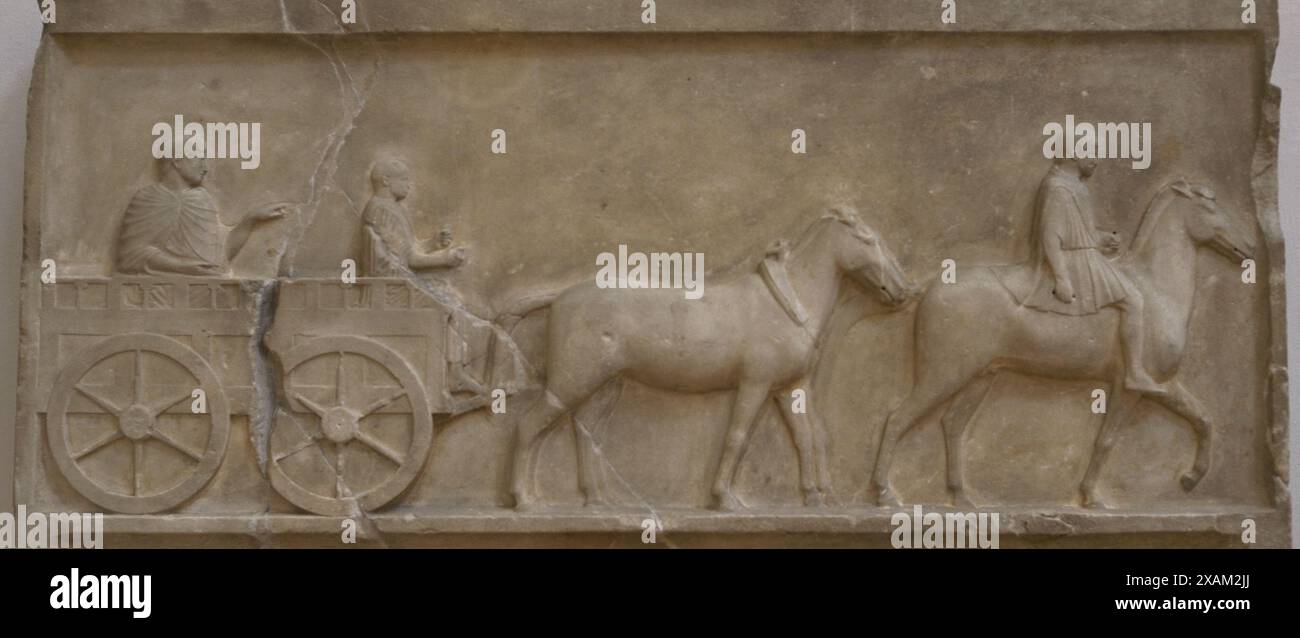 Relief depicting a scene of wheeled transport from Lower Moesia and ...
