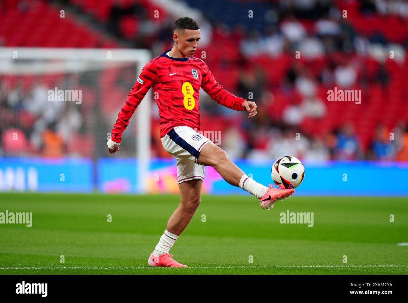 England's Phil Foden warming up before the international friendly match ...