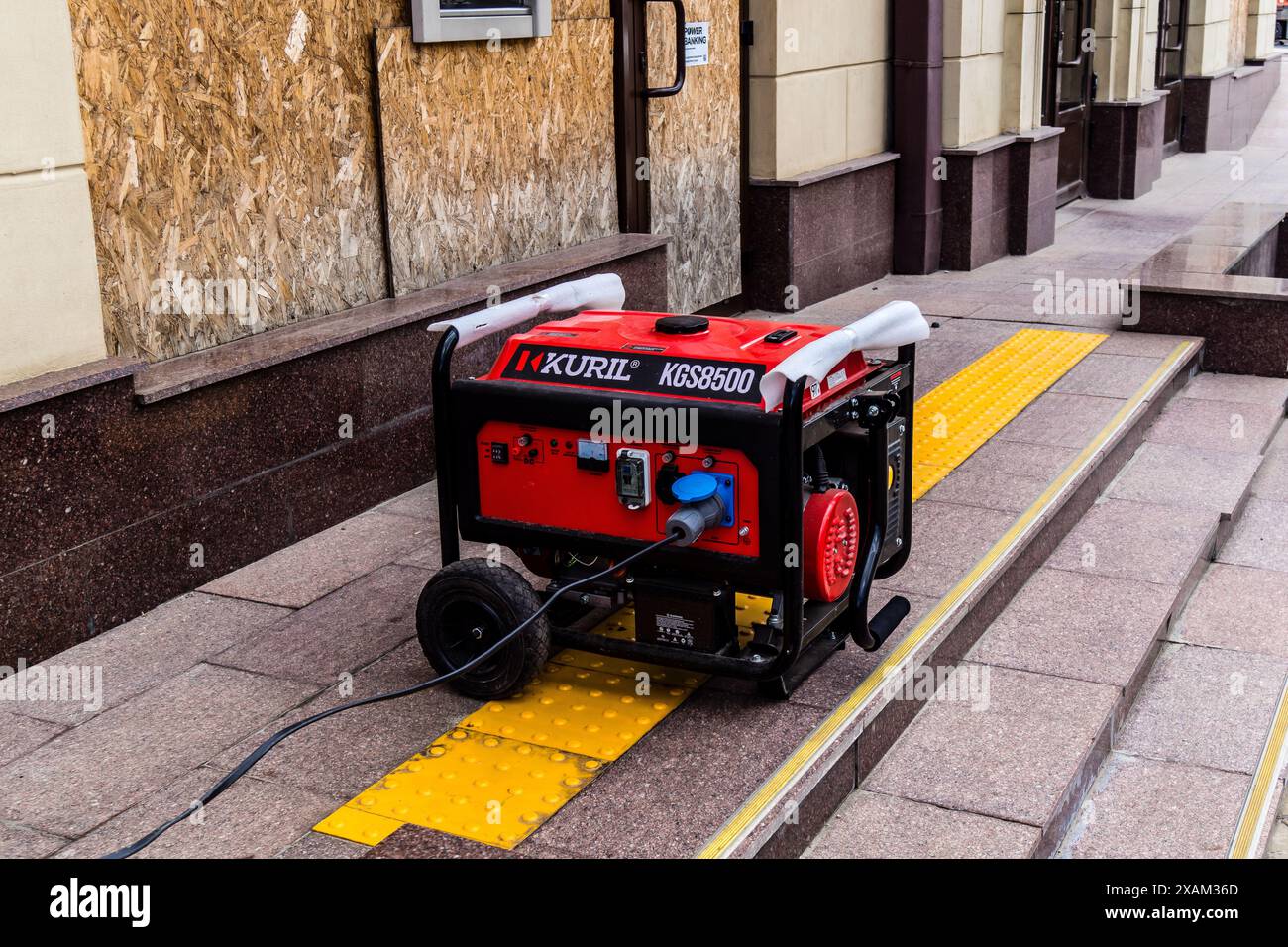 Kharkiv, Ukraine, June 6, 2024 Electricity generator on the streets of ...