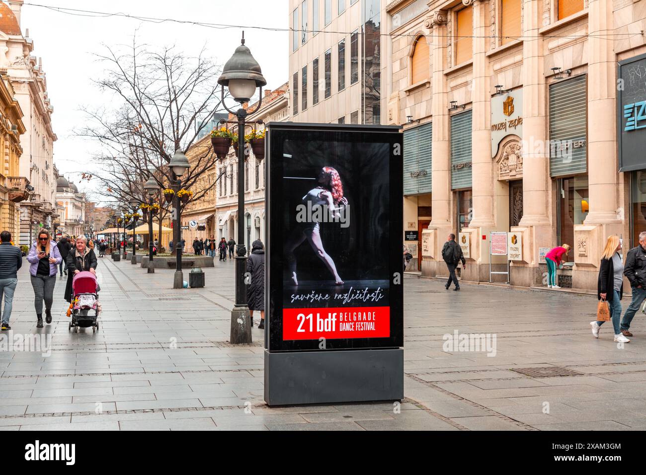 Belgrade, Serbia - 8 FEB 2024: Knez Mihailova Street is the main ...