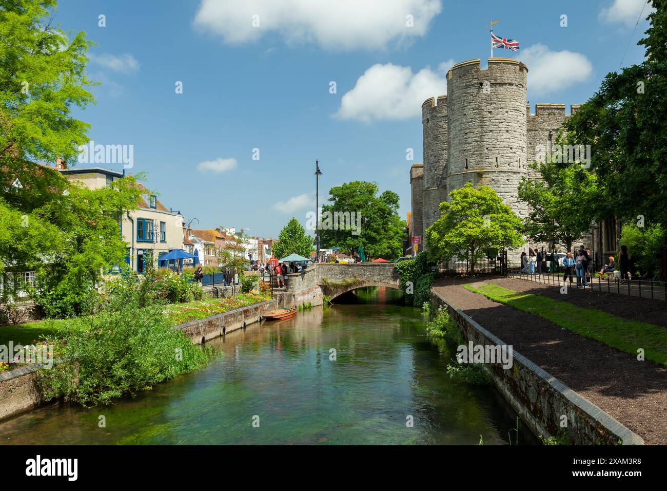 Spring day at Westgate Gardens in Canterbury, England. Westgate Towers ...