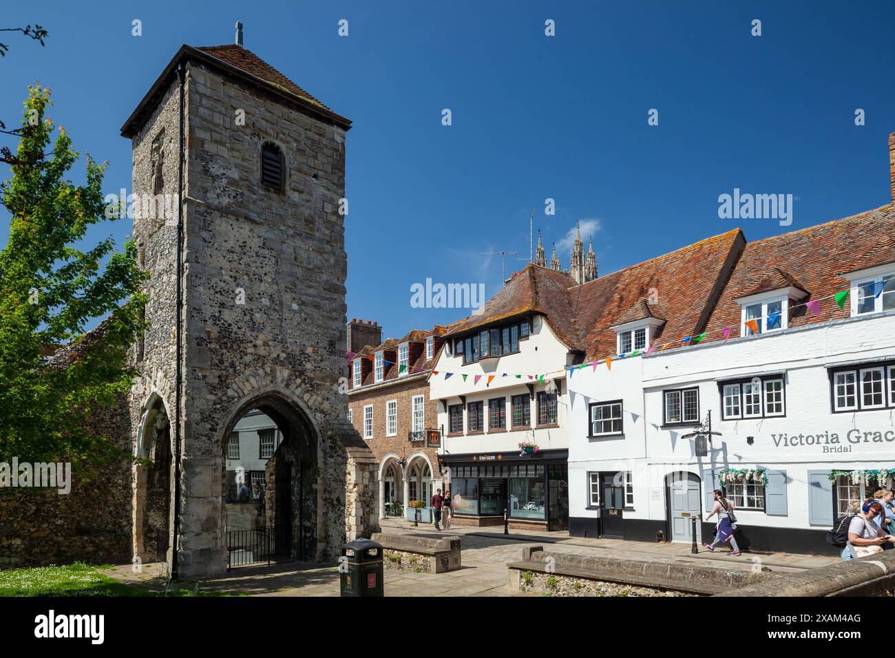 Spring afternoon at St Mary Magdalene Tower on Burgate in Canterbury ...