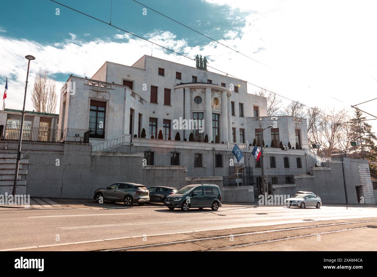 Belgrade, Serbia - 8 FEB 2024: Front facade of the French Embassy ...