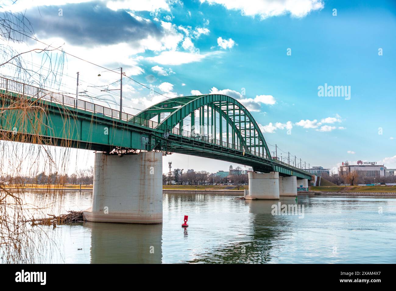 Belgrade, Serbia - 8 FEB 2024: The Old Sava Bridge is a 430 metre long ...