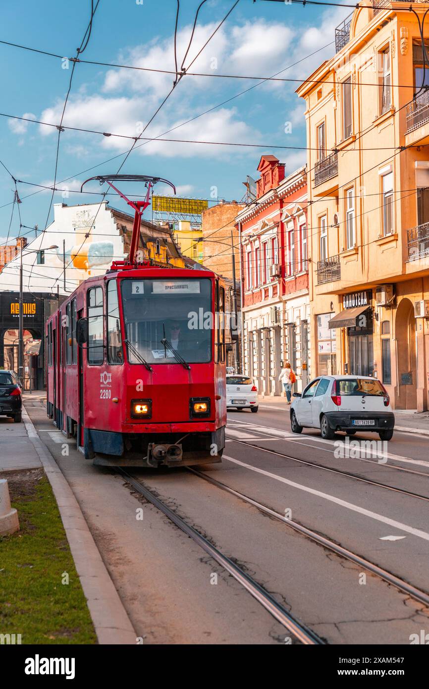 Belgrade, Serbia - 8 FEB 2024: The Belgrade tram system is a 1000 mm ...