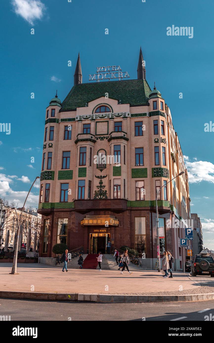 Belgrade, Serbia - 8 FEB 2024: Hotel Moskva is a four star hotel in ...
