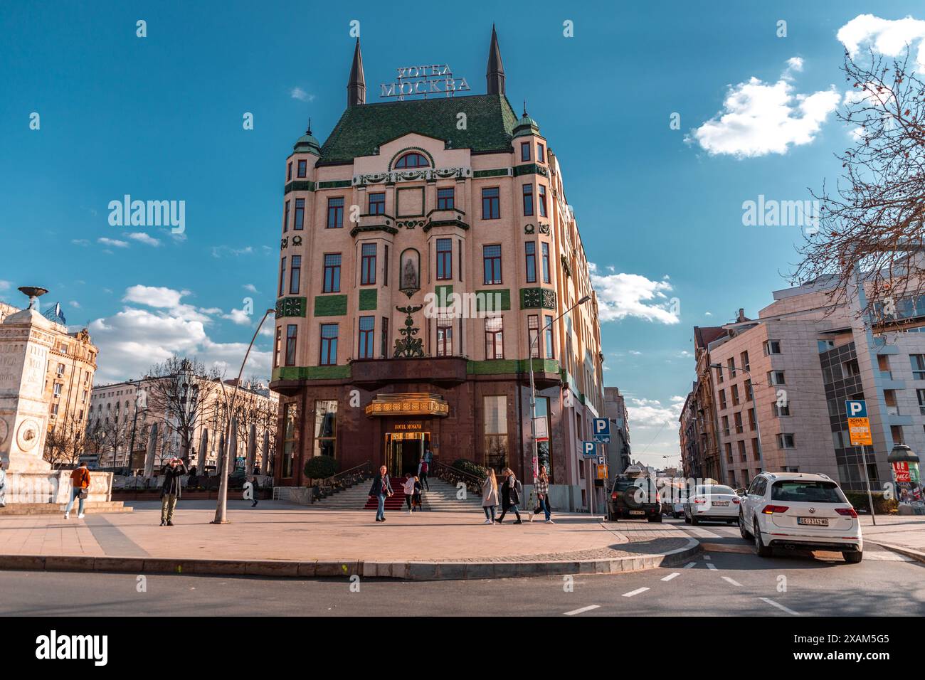 Belgrade, Serbia - 8 FEB 2024: Hotel Moskva is a four star hotel in ...