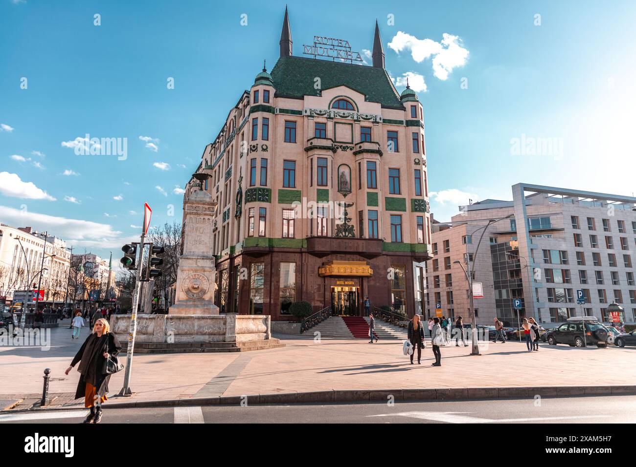 Belgrade, Serbia - 8 FEB 2024: Hotel Moskva is a four star hotel in ...