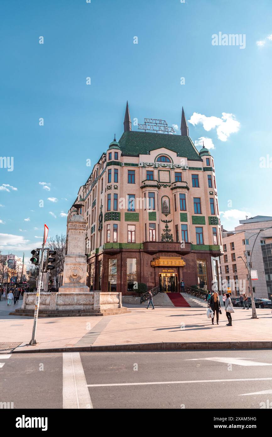 Belgrade, Serbia - 8 FEB 2024: Hotel Moskva is a four star hotel in ...