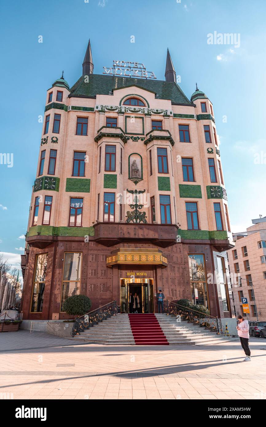 Belgrade, Serbia - 8 FEB 2024: Hotel Moskva is a four star hotel in ...