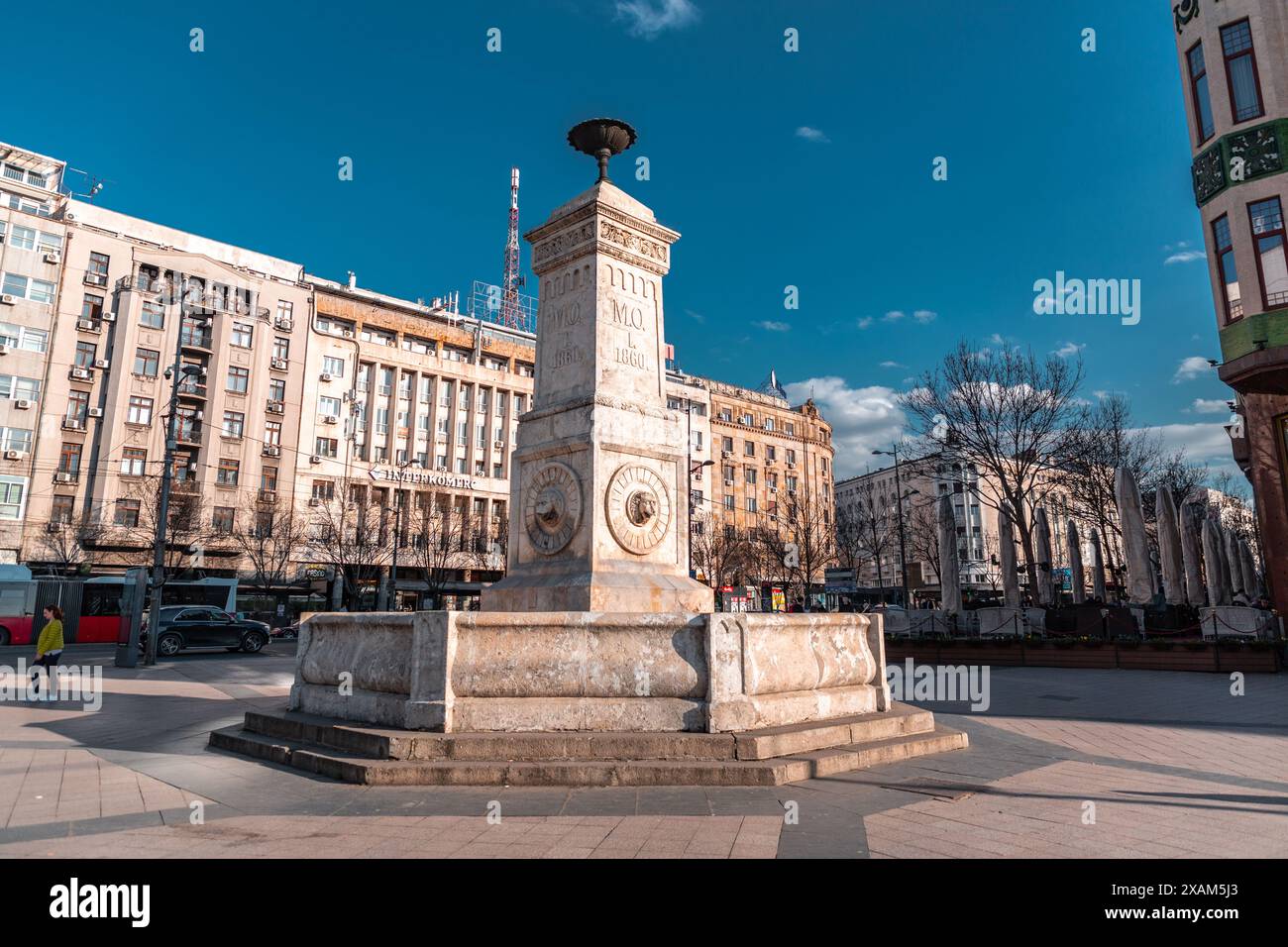 Belgrade, Serbia - 8 FEB 2024: Terazije is the central town square and ...