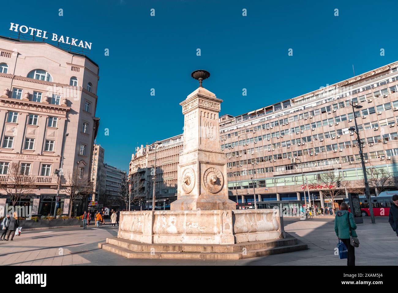 Belgrade, Serbia - 8 FEB 2024: Terazije is the central town square and ...
