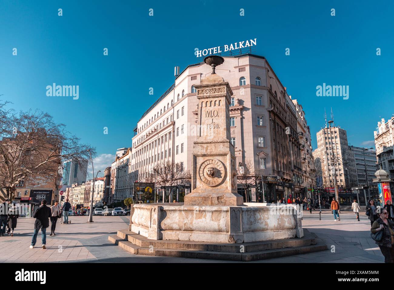 Belgrade, Serbia - 8 FEB 2024: Terazije is the central town square and ...