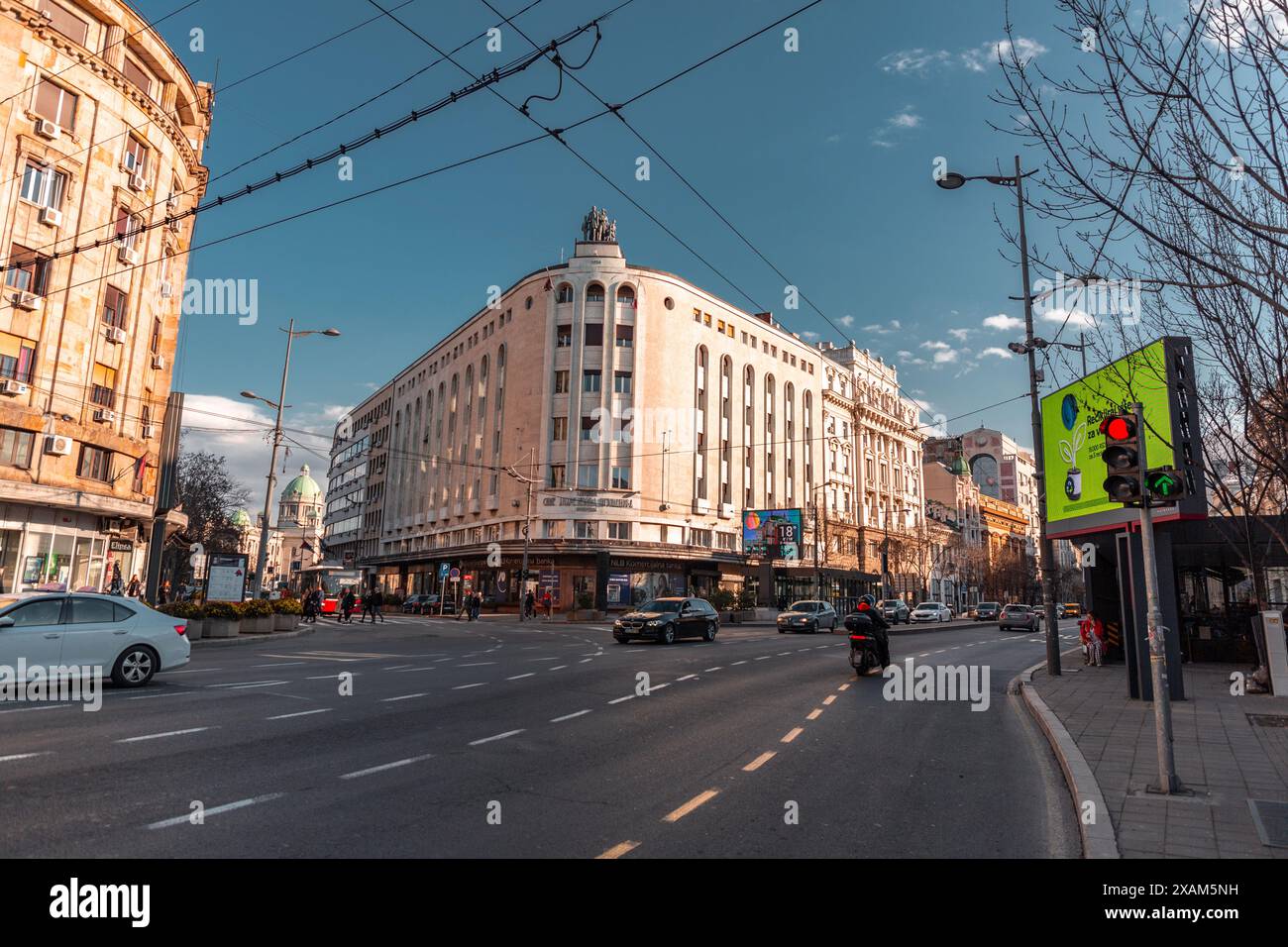 Belgrade, Serbia - 8 FEB 2024: Terazije is the central town square and ...