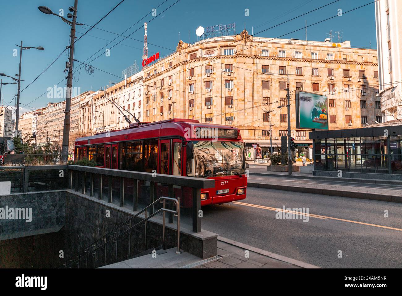 Belgrade, Serbia - 8 FEB 2024: The Belgrade tram system is a 1000 mm ...