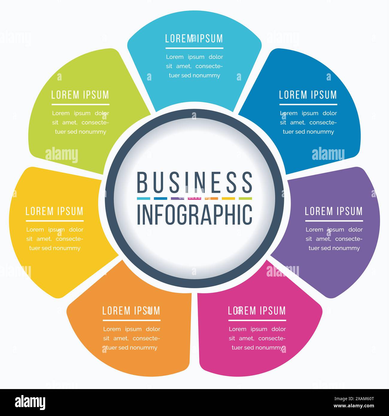 Circle Infographic design 7 Steps, objects, elements or options ...