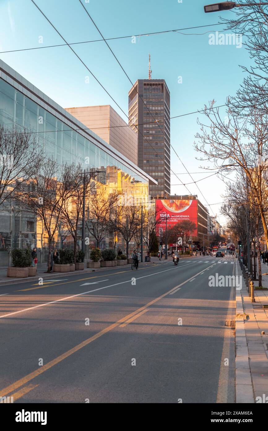 Belgrade, Serbia - 8 FEB 2024: Slavija Square is a major commercial ...