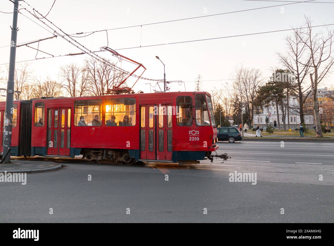 Belgrade, Serbia - 8 FEB 2024: The Belgrade tram system is a 1000 mm ...