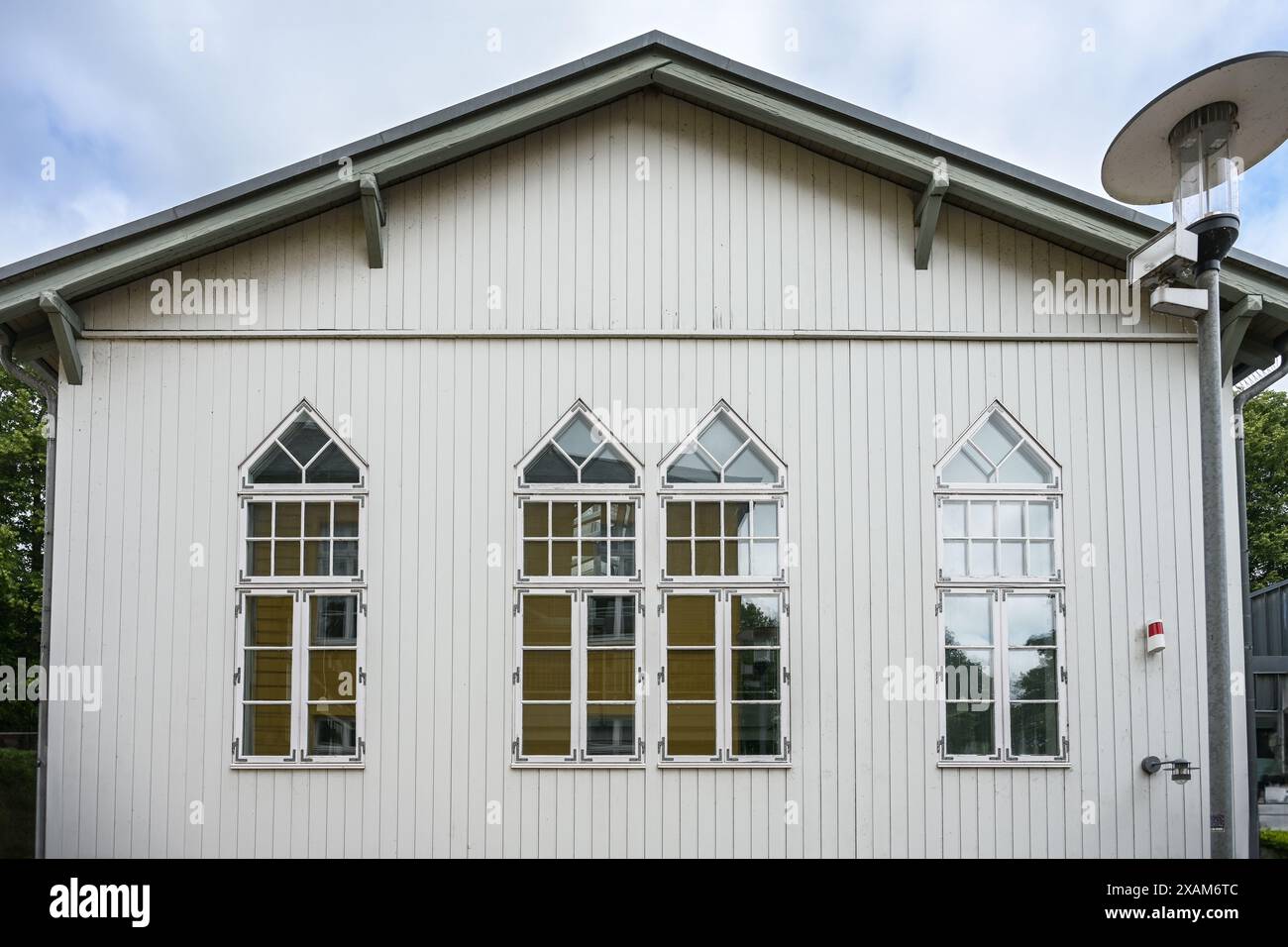 Ratzeburg town library in the building of a former sports hall, light ...
