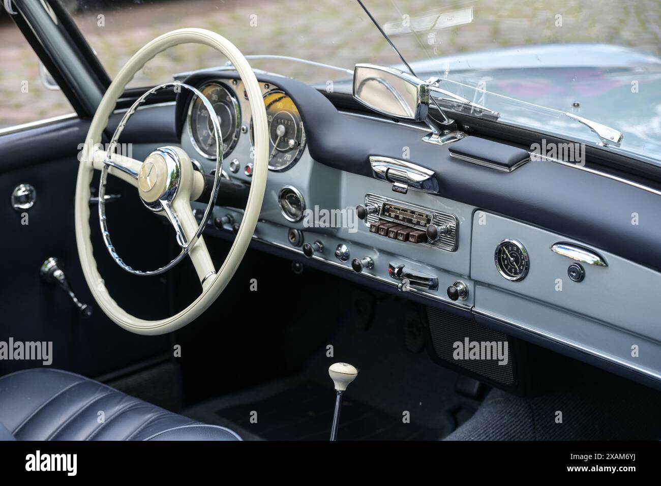 Ratzeburg, Germany, June 2, 2024: Cockpit interior of the vintage sport ...