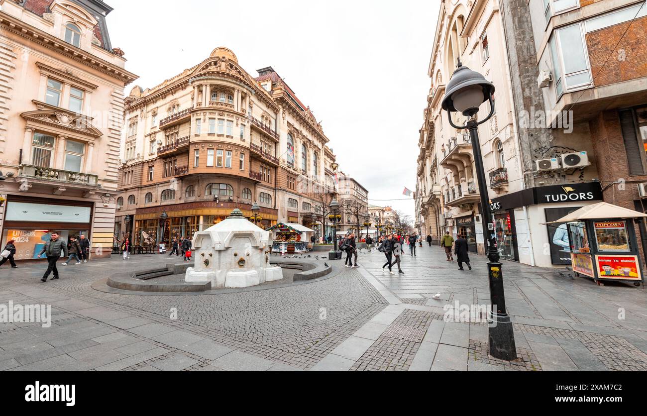 Belgrade, Serbia - 8 FEB 2024: Knez Mihailova Street is the main ...