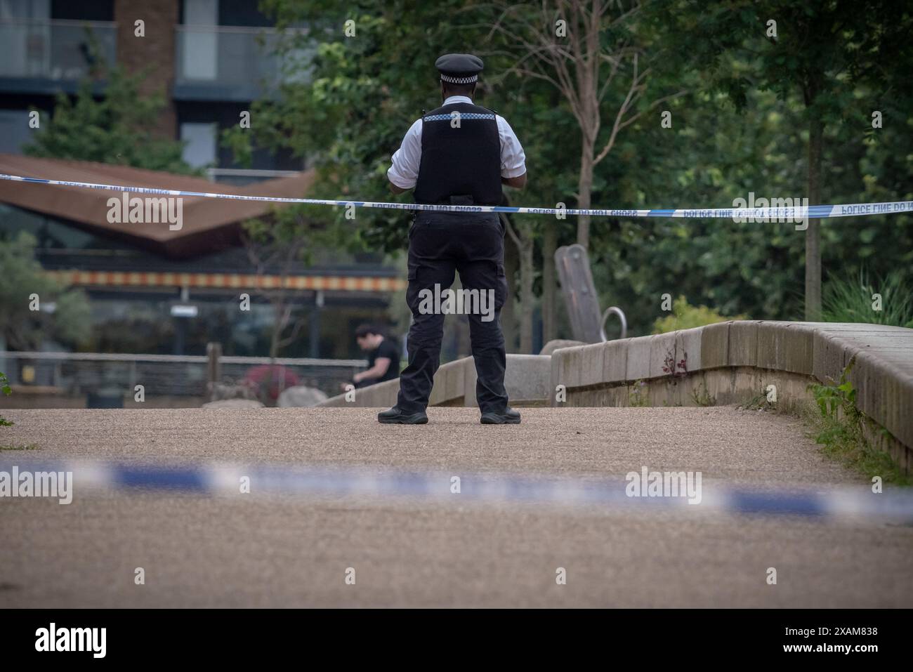 London, UK. 7th June 2024. Police and forensic teams remain at the ...