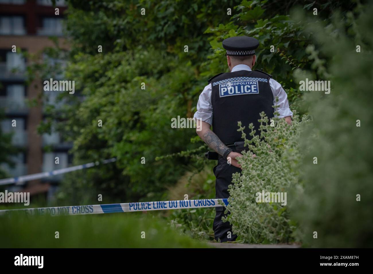 London, UK. 7th June 2024. Police and forensic teams remain at the ...
