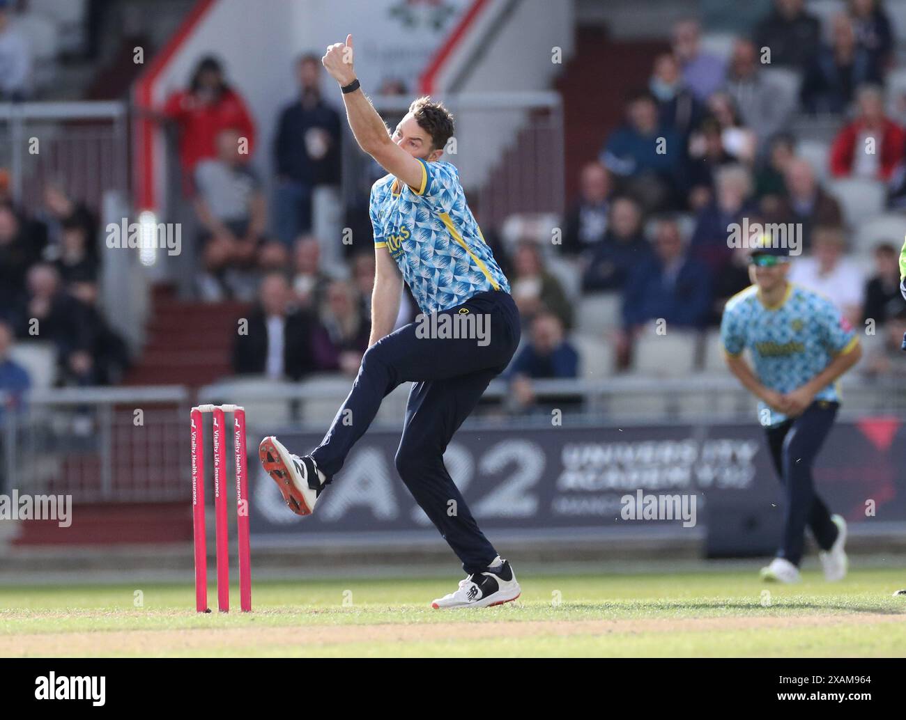 George Garton #7 of Warwickshire County Cricket Club batting during the ...