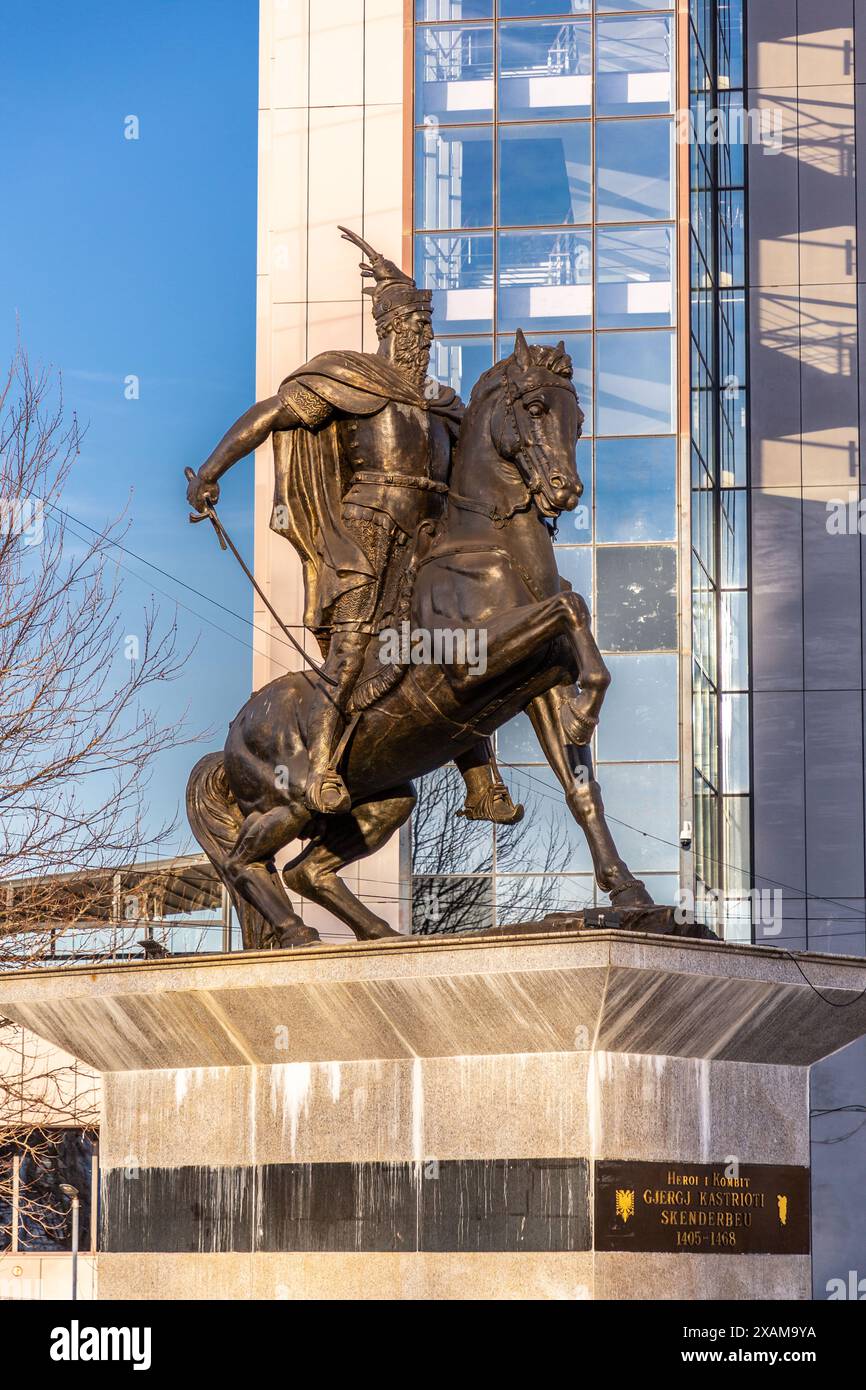 Pristina, Kosovo - February 5, 2024: Skanderbeg Square is a central ...