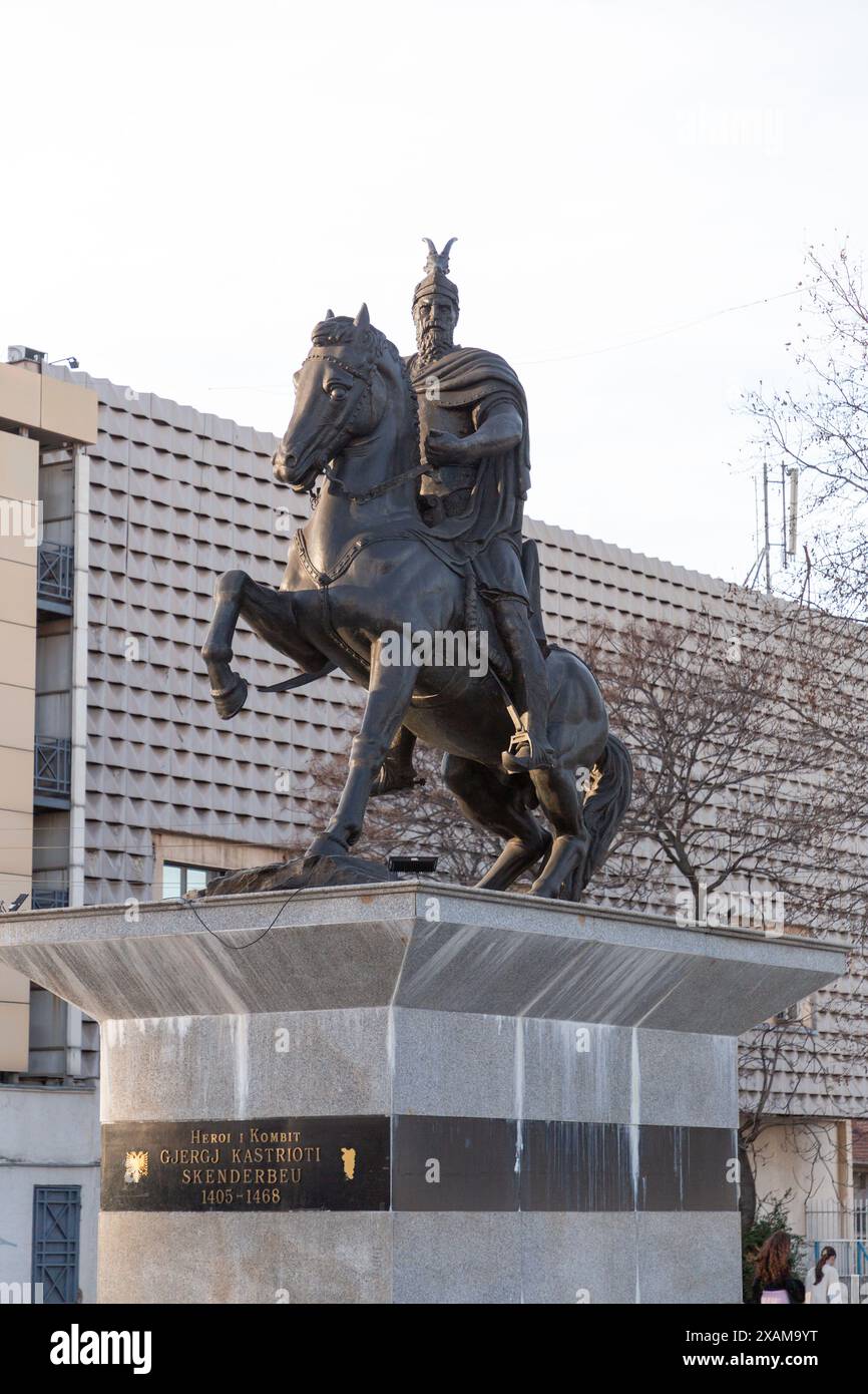 Pristina, Kosovo - February 5, 2024: Skanderbeg Square is a central ...