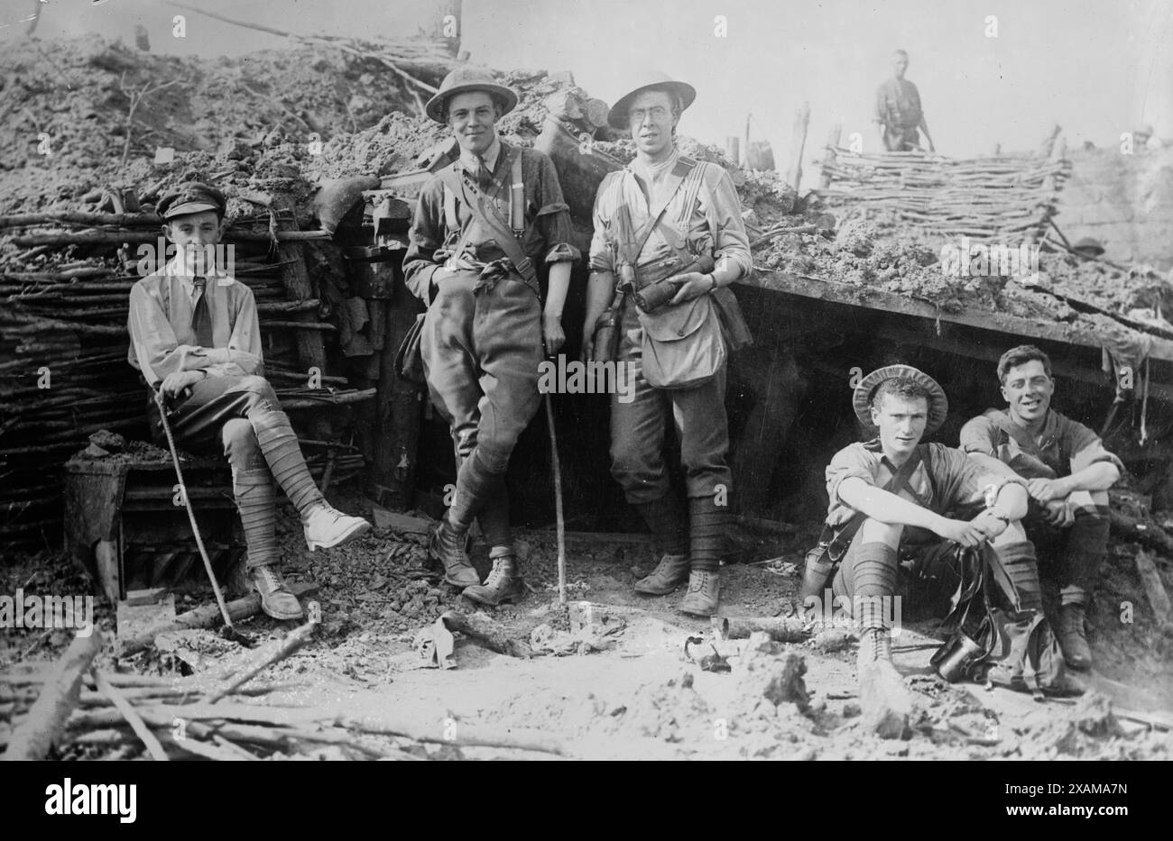 British observers in captured observation post, between c1915 and c1920 ...
