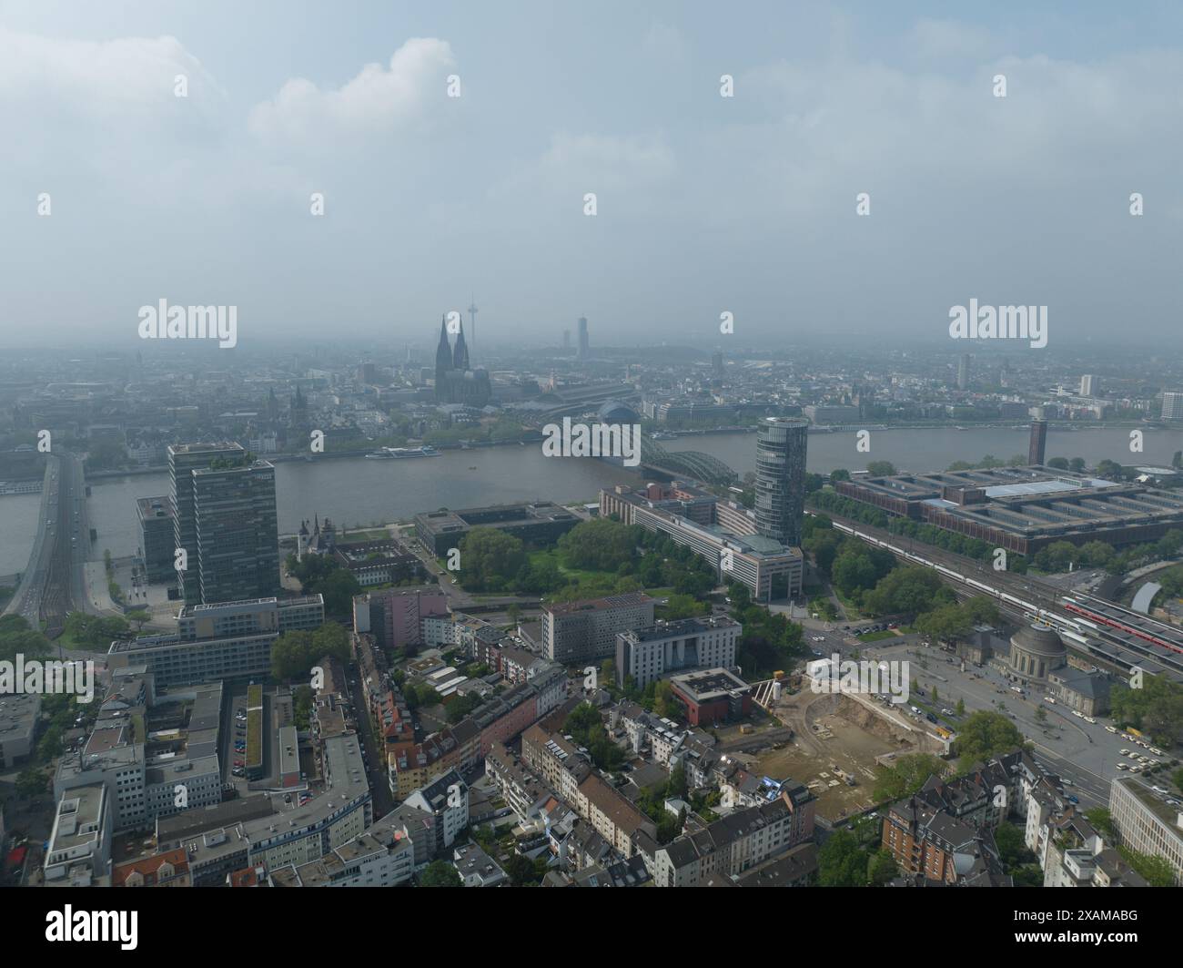 Skyline of Cologne, cologne cathedral, rhine river, colonius tv tower ...