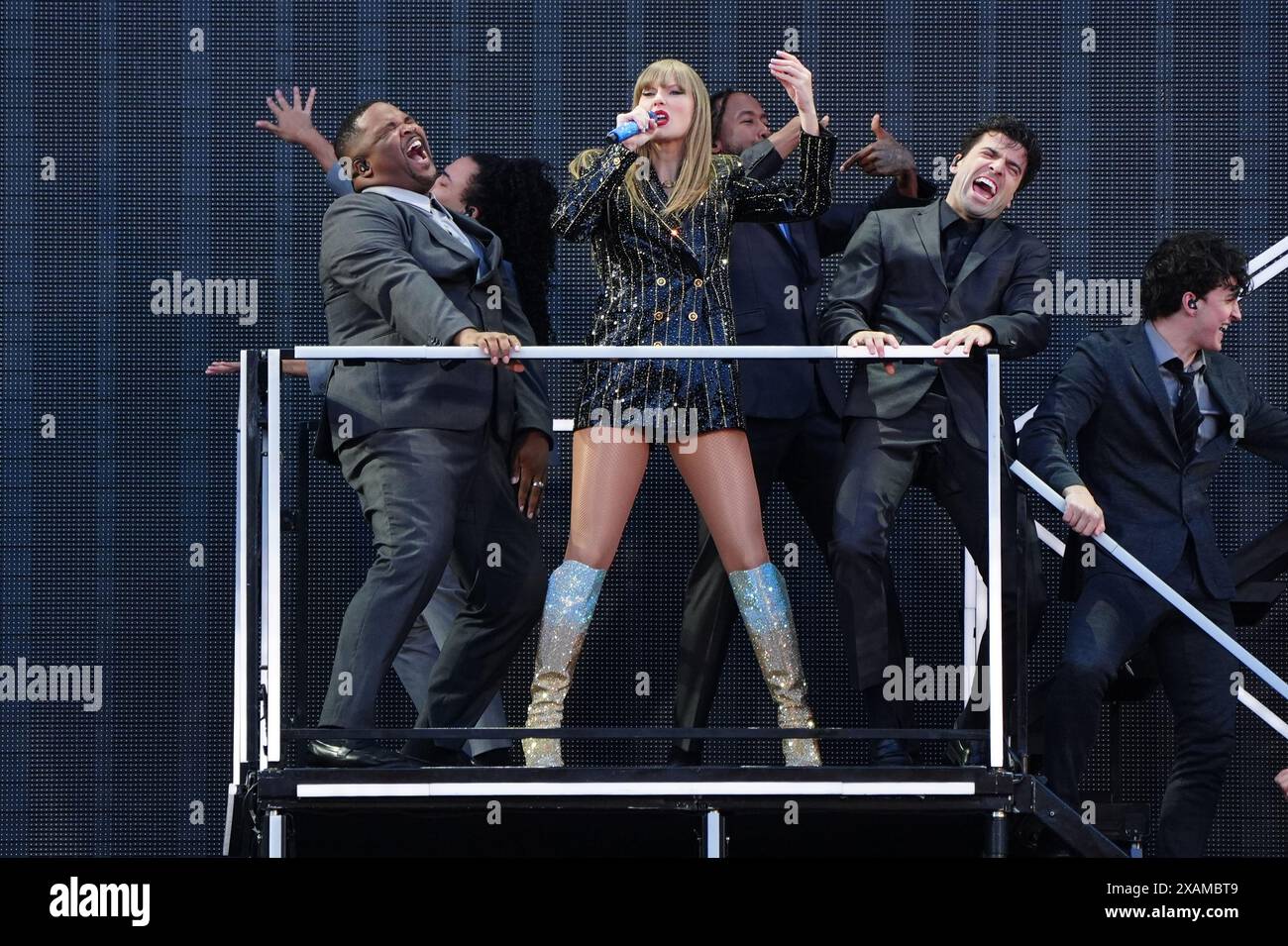 EDITORIAL USE ONLY Taylor Swift performs on stage during her Eras Tour ...