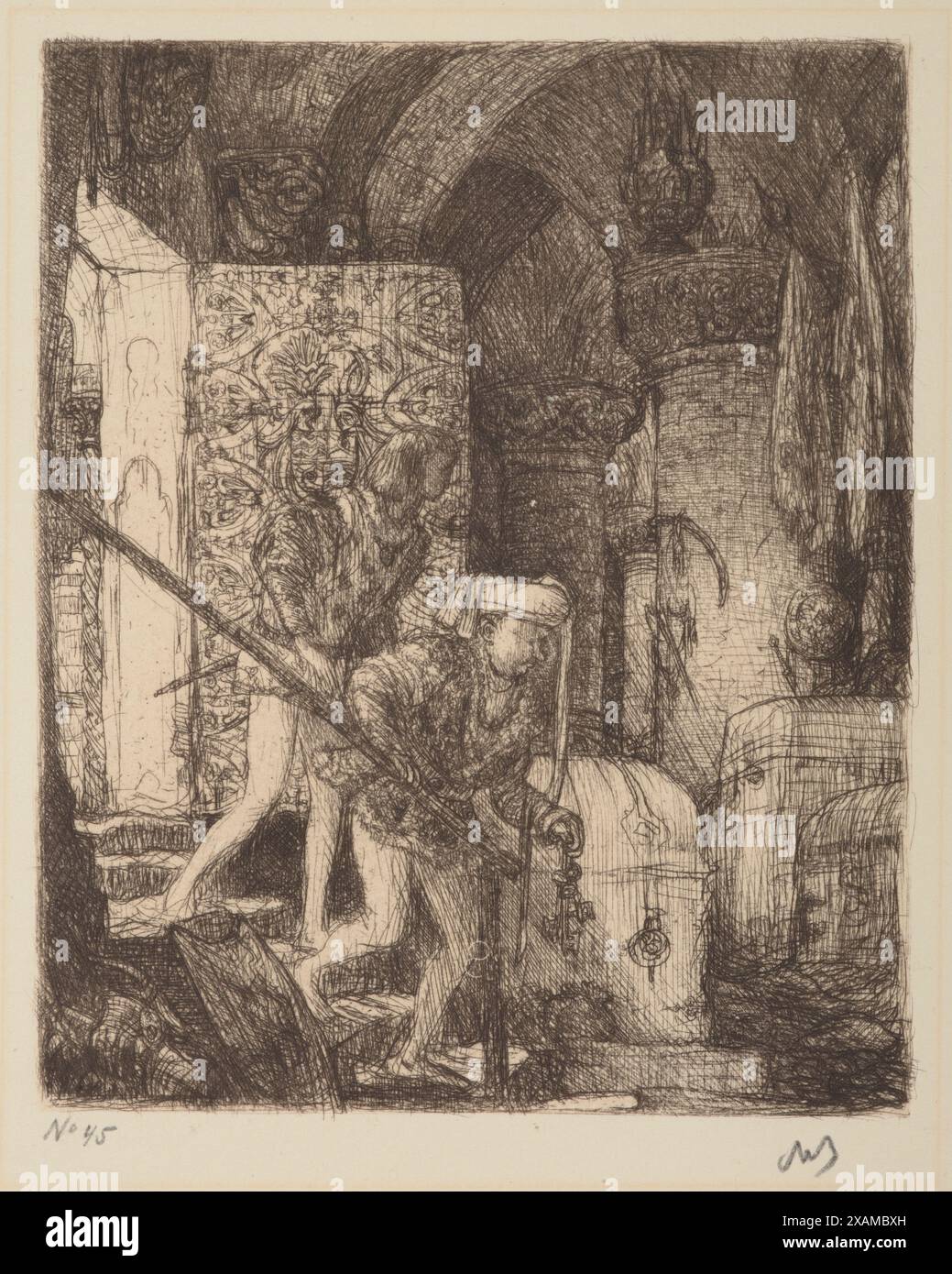 Treasure trove, 1902. Depicting an older man leading a younger one down ...