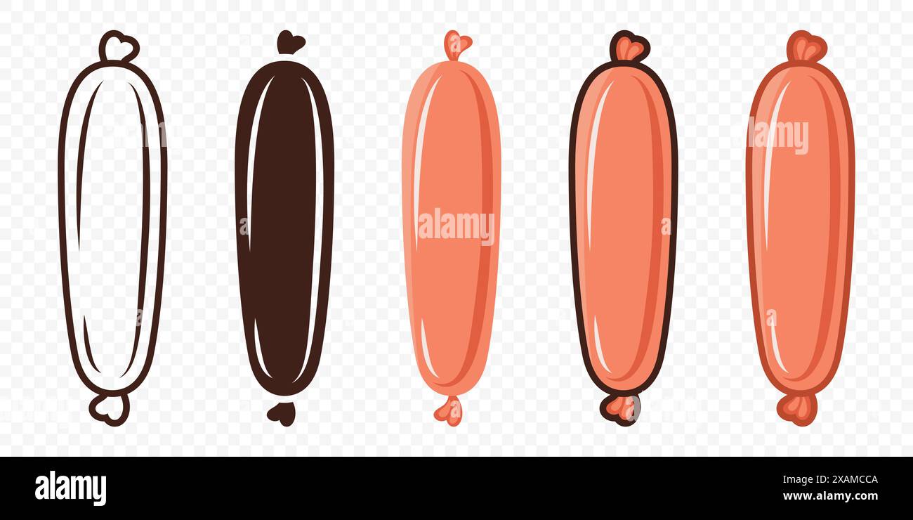 Flat Vector Sausage Icon Set. Cartoon Sausage Icon, Isolated Stock ...