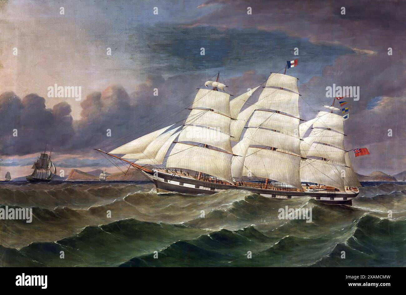 The Full rigged ship "Caribou" off the Otago Coast, Taieri Head on ...