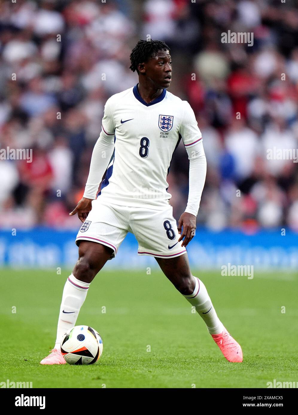 England's Kobbie Mainoo during an international friendly at Wembley ...