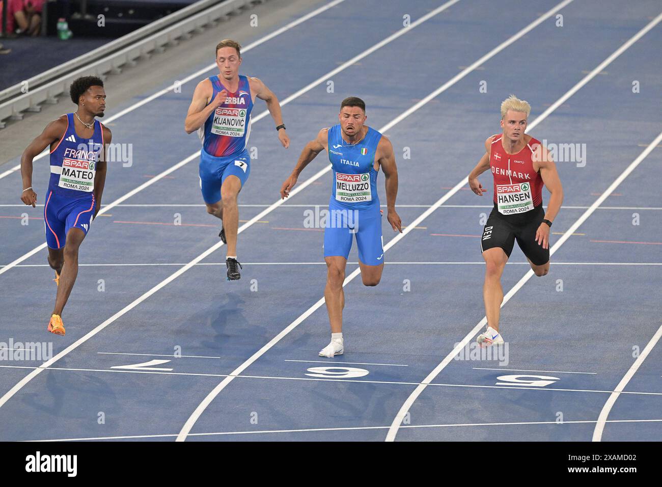 Olympic Stadium, Rome, Italy - MELLUZZO Matteo and MATEO Pablo 100m Men ...