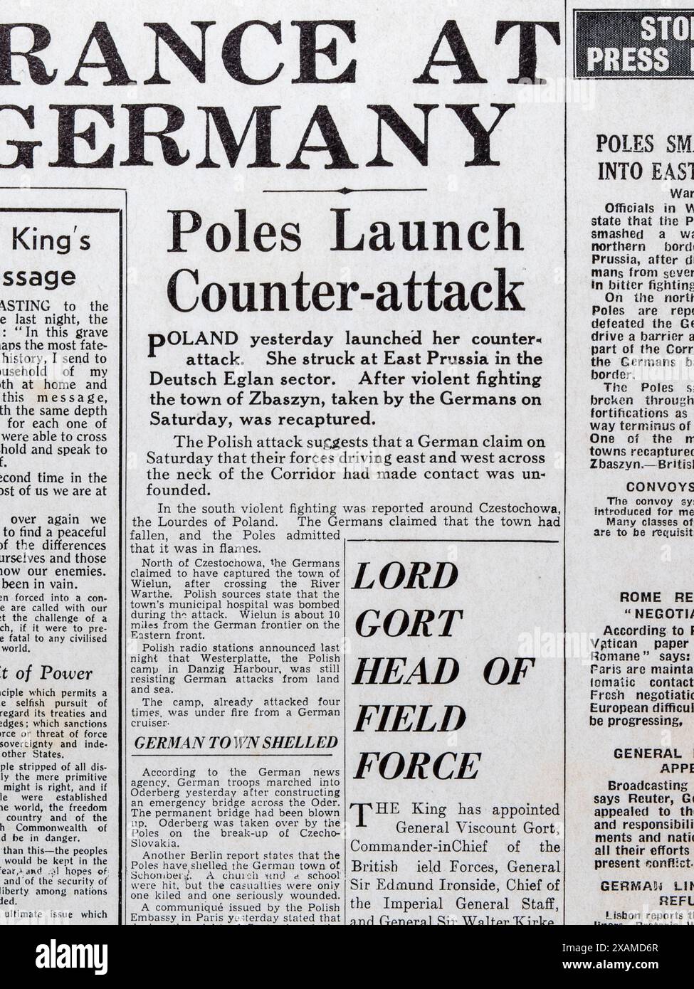 "Poles Launch Counter-attack" headline on the front page of the Daily ...