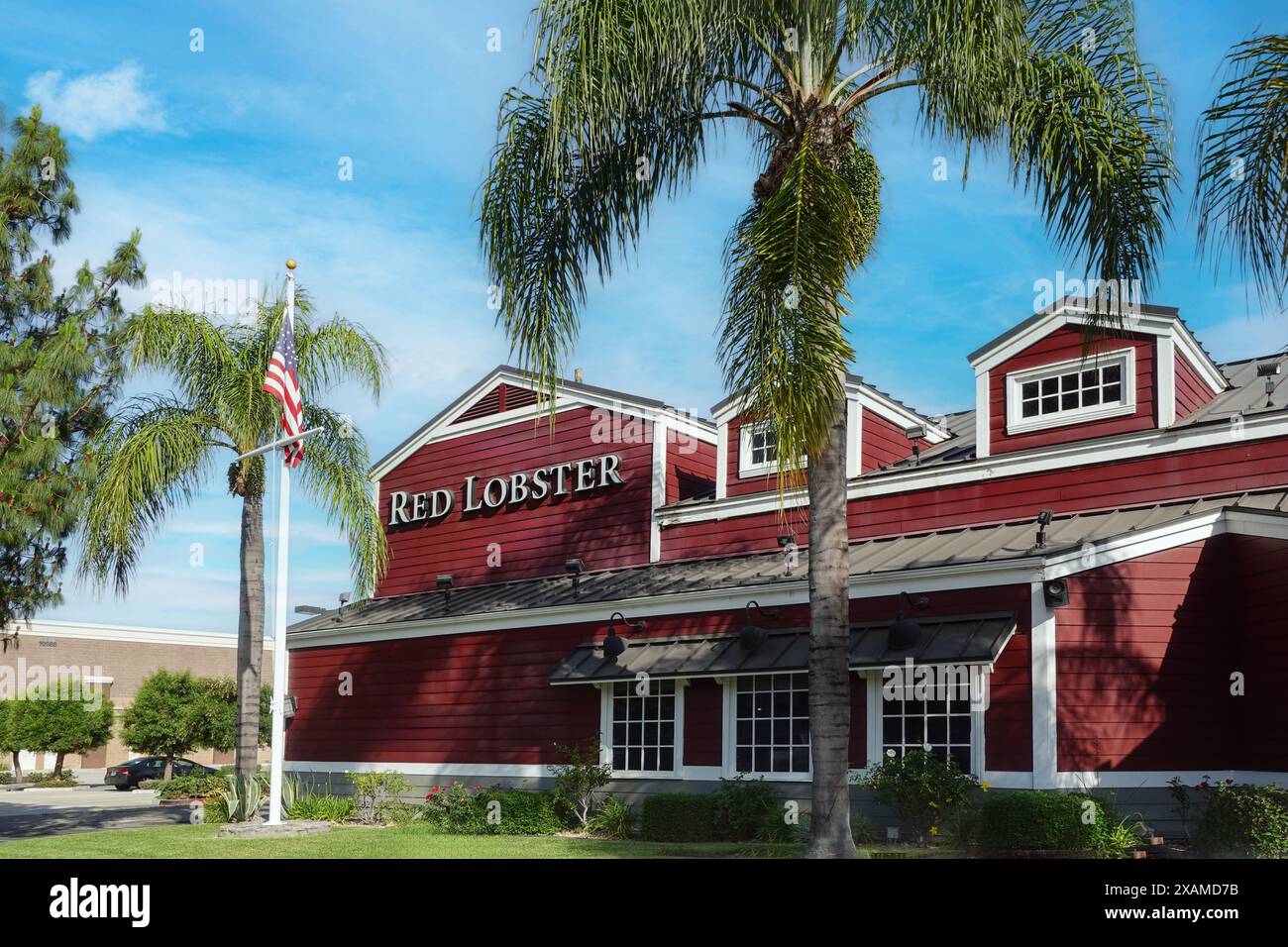 Riverside, California, USA - 05-7-2024: A view of the front of a Red ...