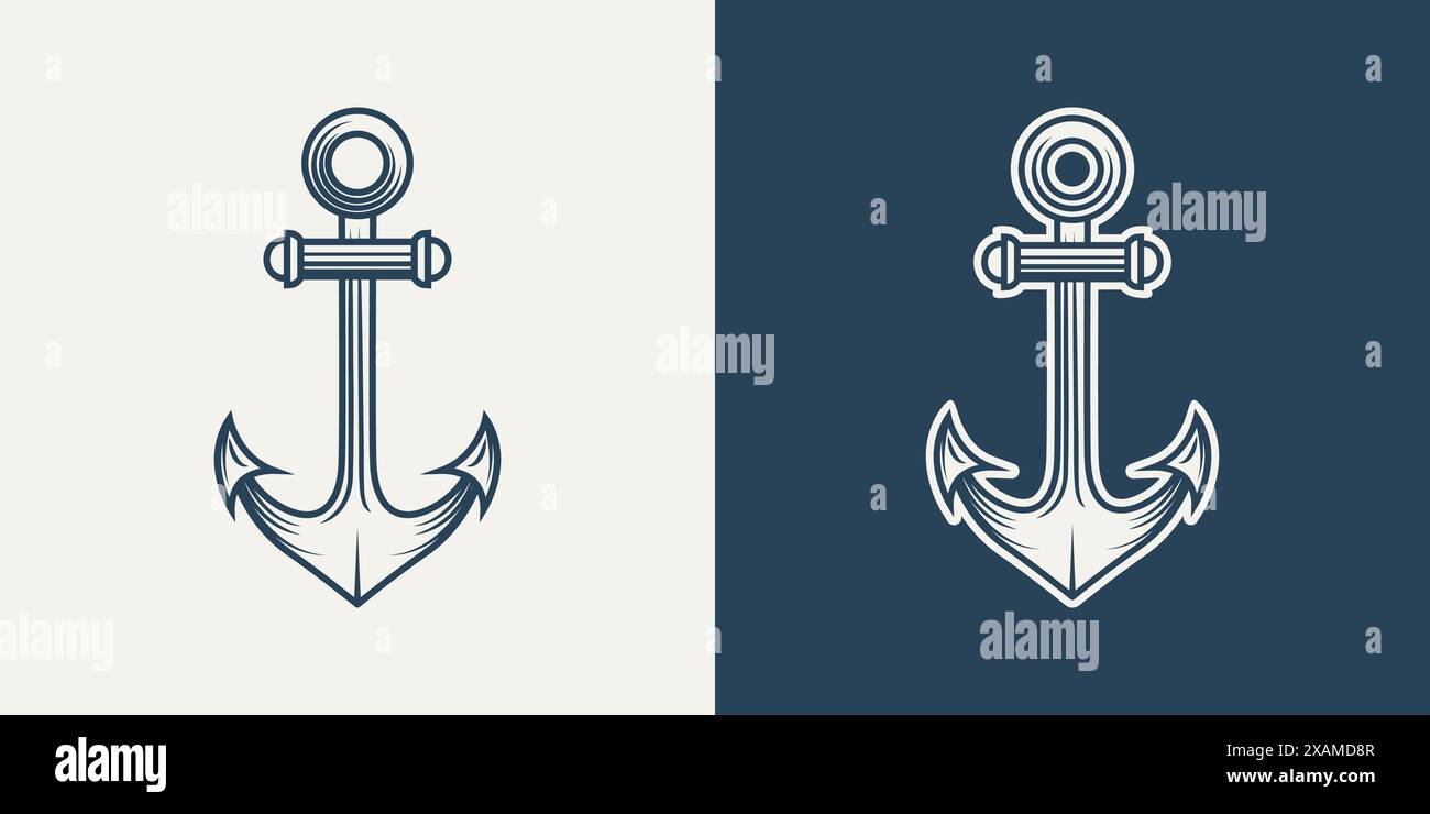 Vector Anchors. Anchor Silhouette Icon Set. Anchor with Outline. Anchor ...