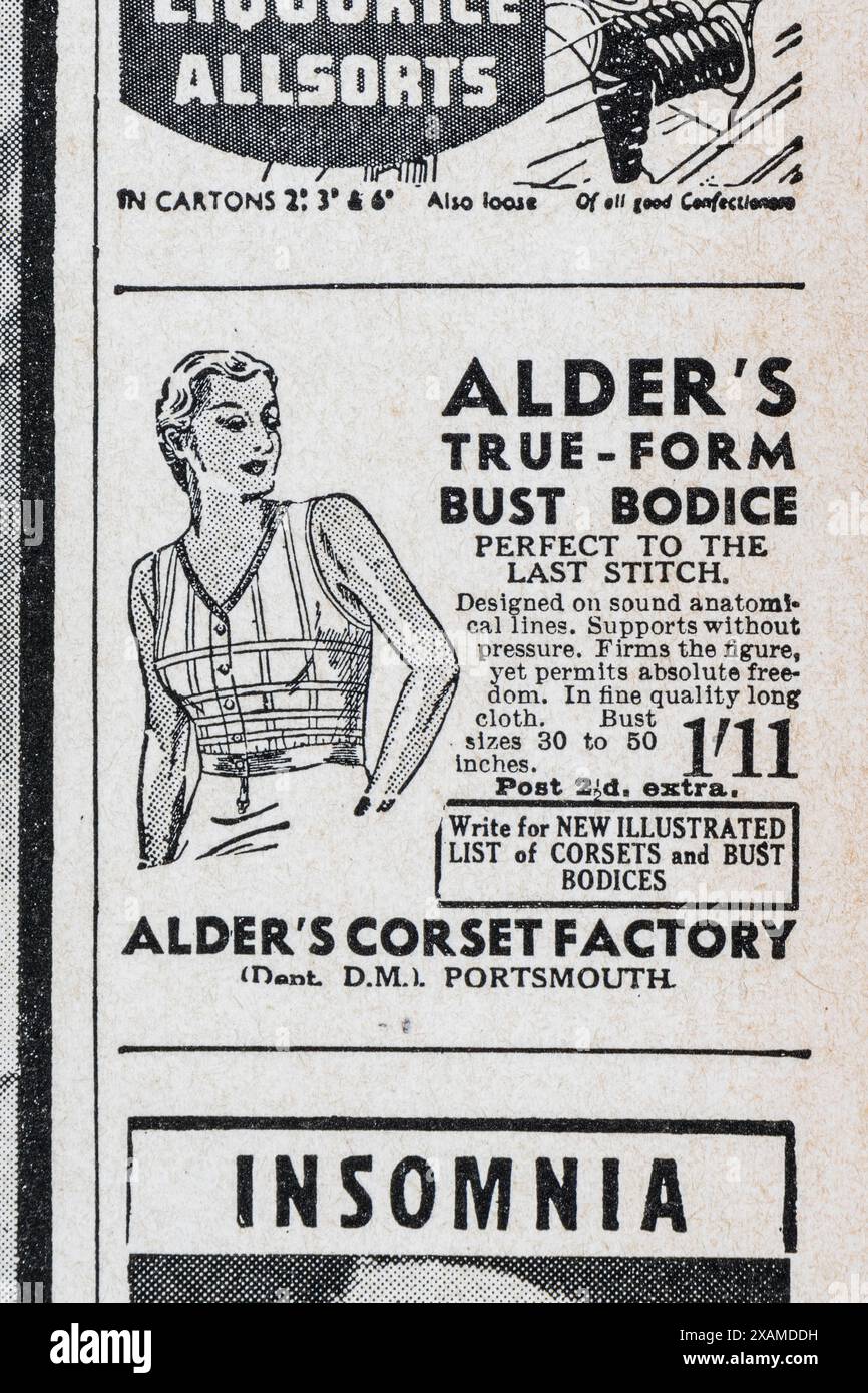Advert for Alder's Corset Factory in the Daily Mail (replica) 4th ...