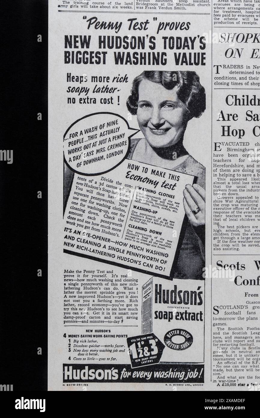 Advert for Hudson's soap extract in the Daily Mail (replica) 13th ...